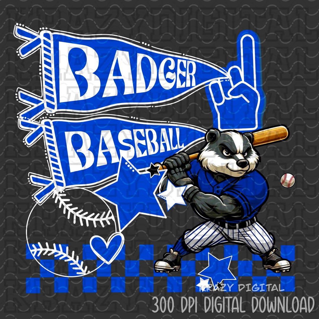 Badgers Blue Baseball Pennant Flag PNG, Badgers Boy Baseball Mascot, Badgers Baseball Mascot ...