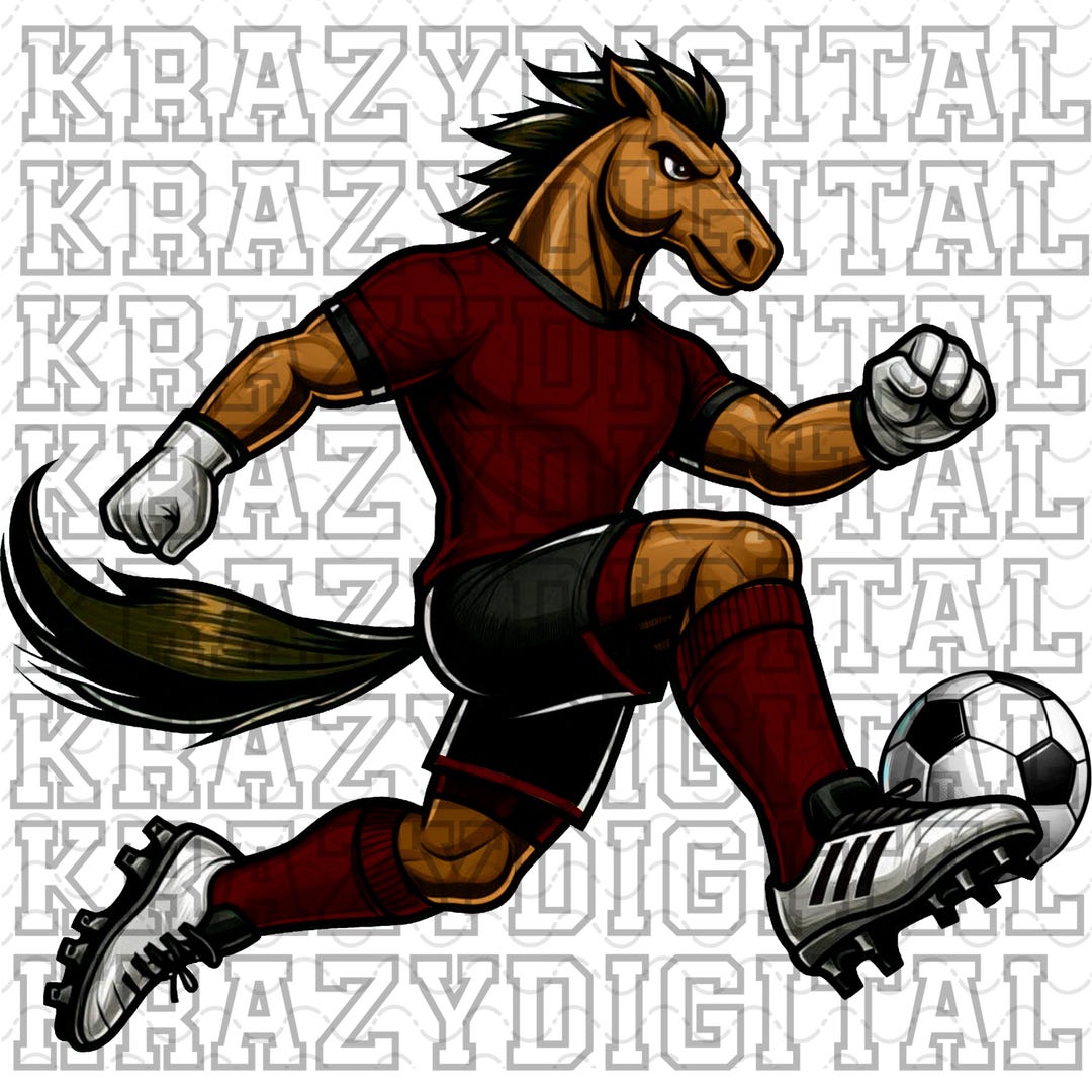 Bronco Soccer Mascot PNG, Maroon Mustang Soccer Mascot, Boy Soccer ...