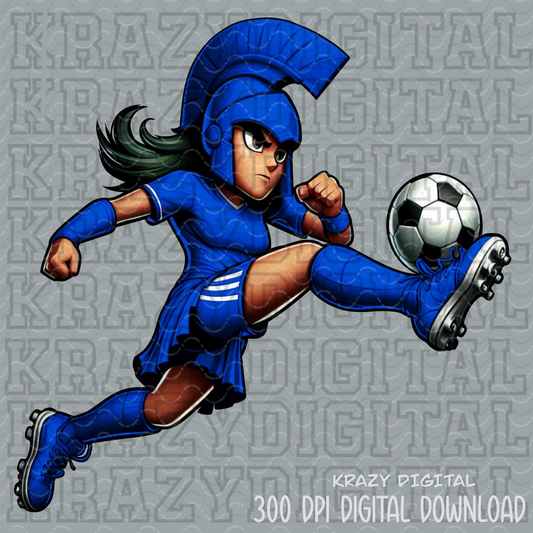Lady Trojan Blue Soccer Mascot PNG, Trojan Soccer Mom Spirit PNG ...