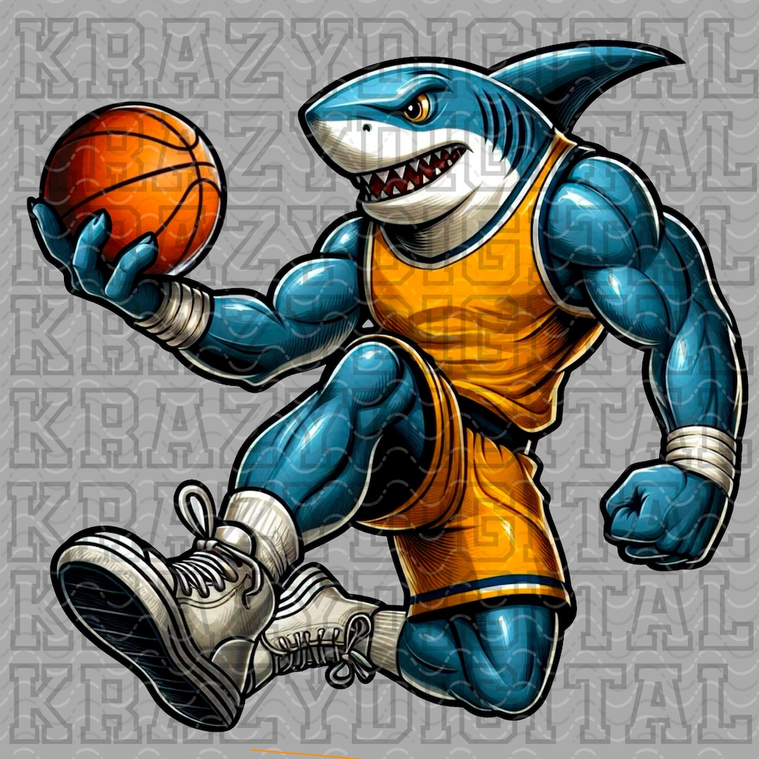 Sharks Yellow Basketball PNG, Boys Shark Mascot Design, Aquarium Cool ...