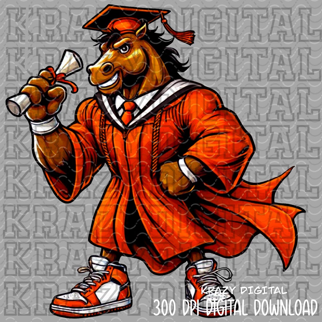 Orange Bronco Senior Mascot PNG, Stallion Graduate , Little Brother ...