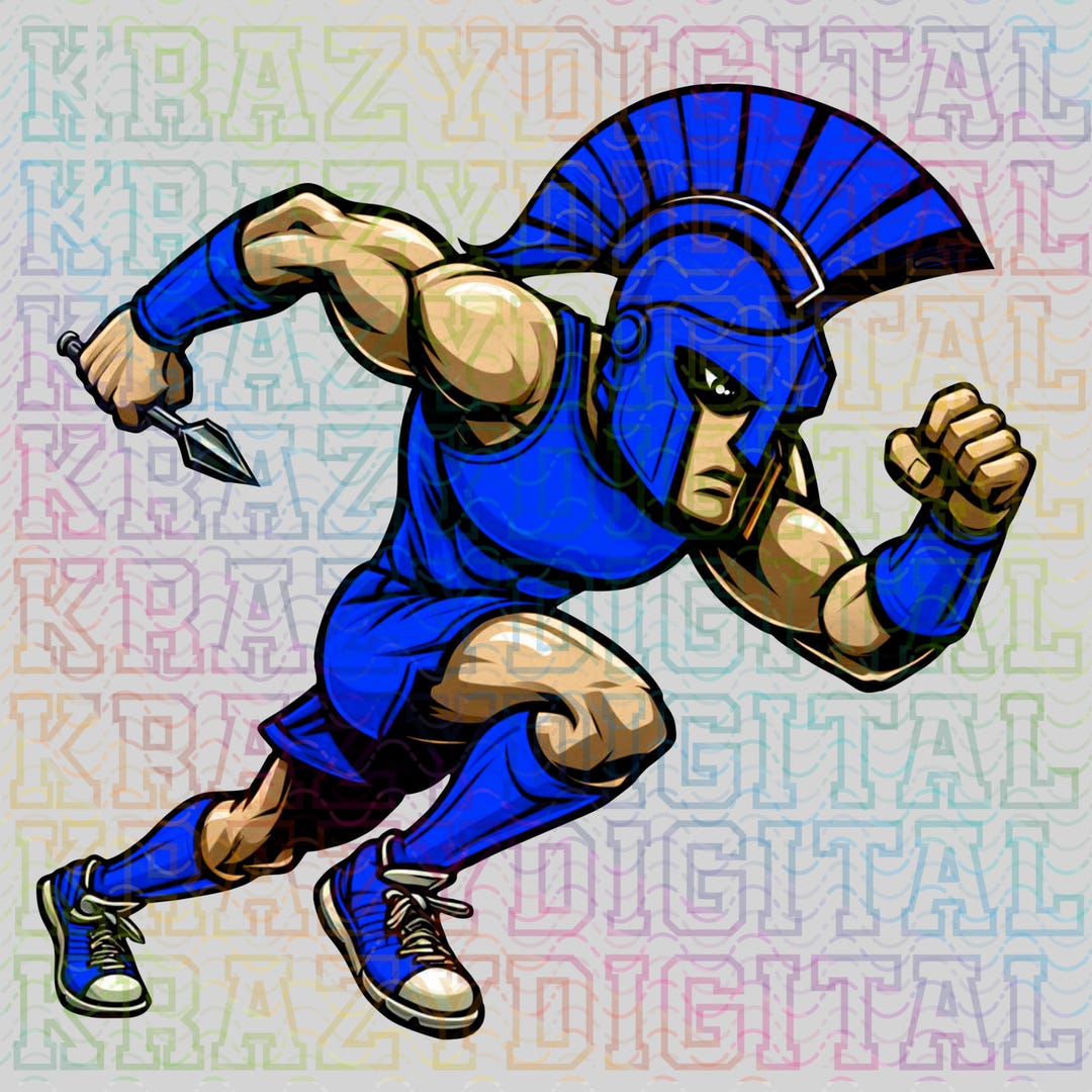 Blue Trojan Track PNG, Gladiator Blue Sports Design, Boy Warrior Track ...