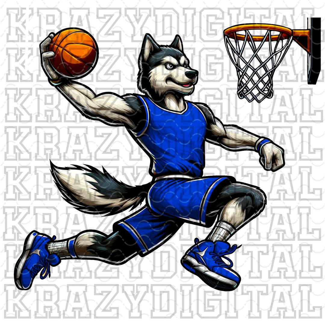 Husky Blue Basketball Mascot PNG, Husky Mascot Boy Design, Lobos Mascot ...
