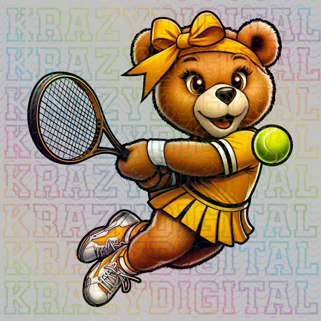 Lady Bears Yellow Tennis PNG, Bears Mascot Digital Design, Yellow Girl ...
