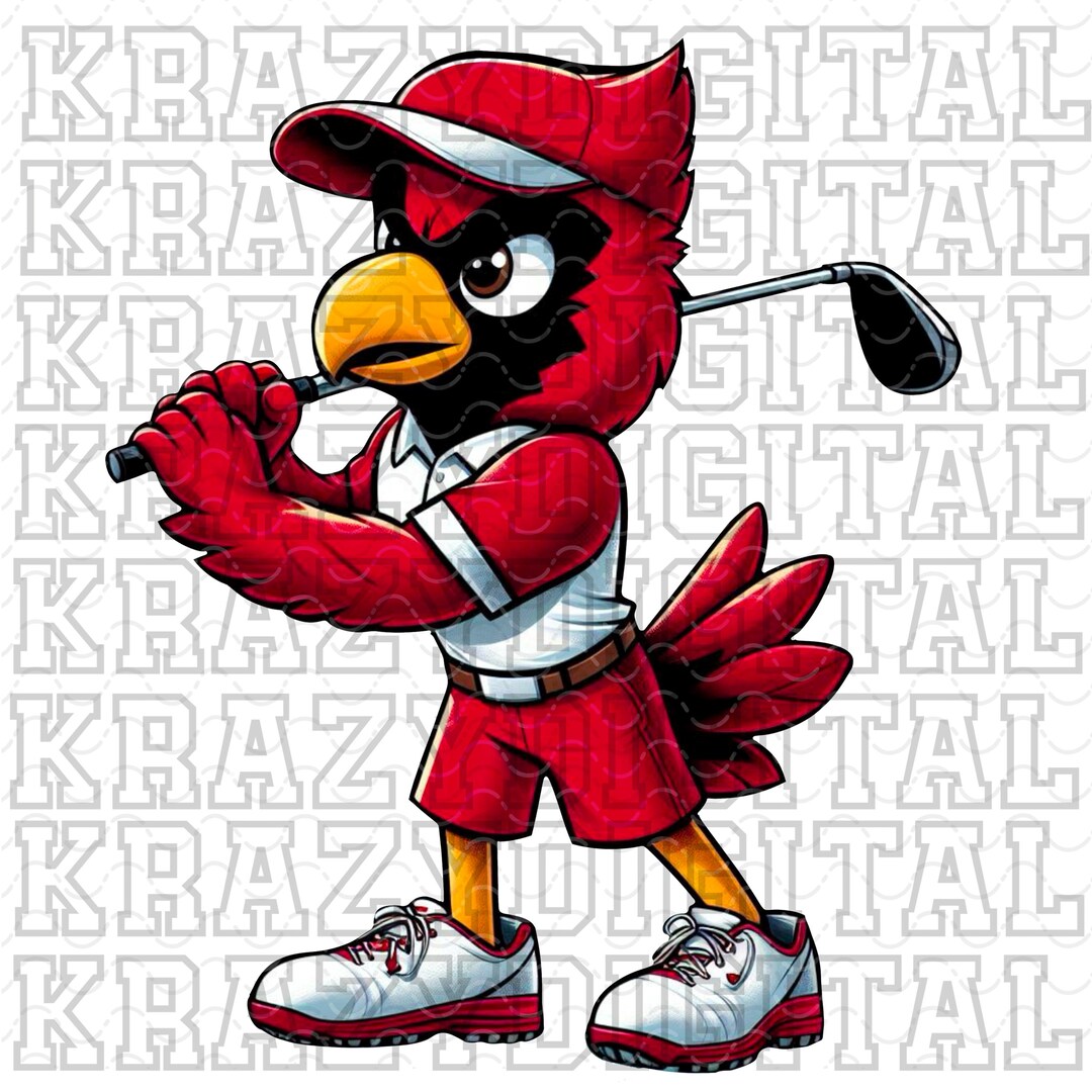 Red and White Cardinal Golf Mascot PNG, Red Bird School Mascot ...