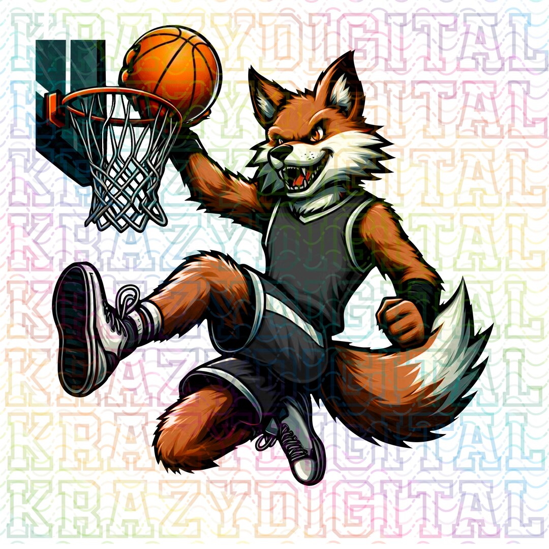 Fox Black Basketball PNG, Fox Boy Black Design PNG, Black School Mascot ...