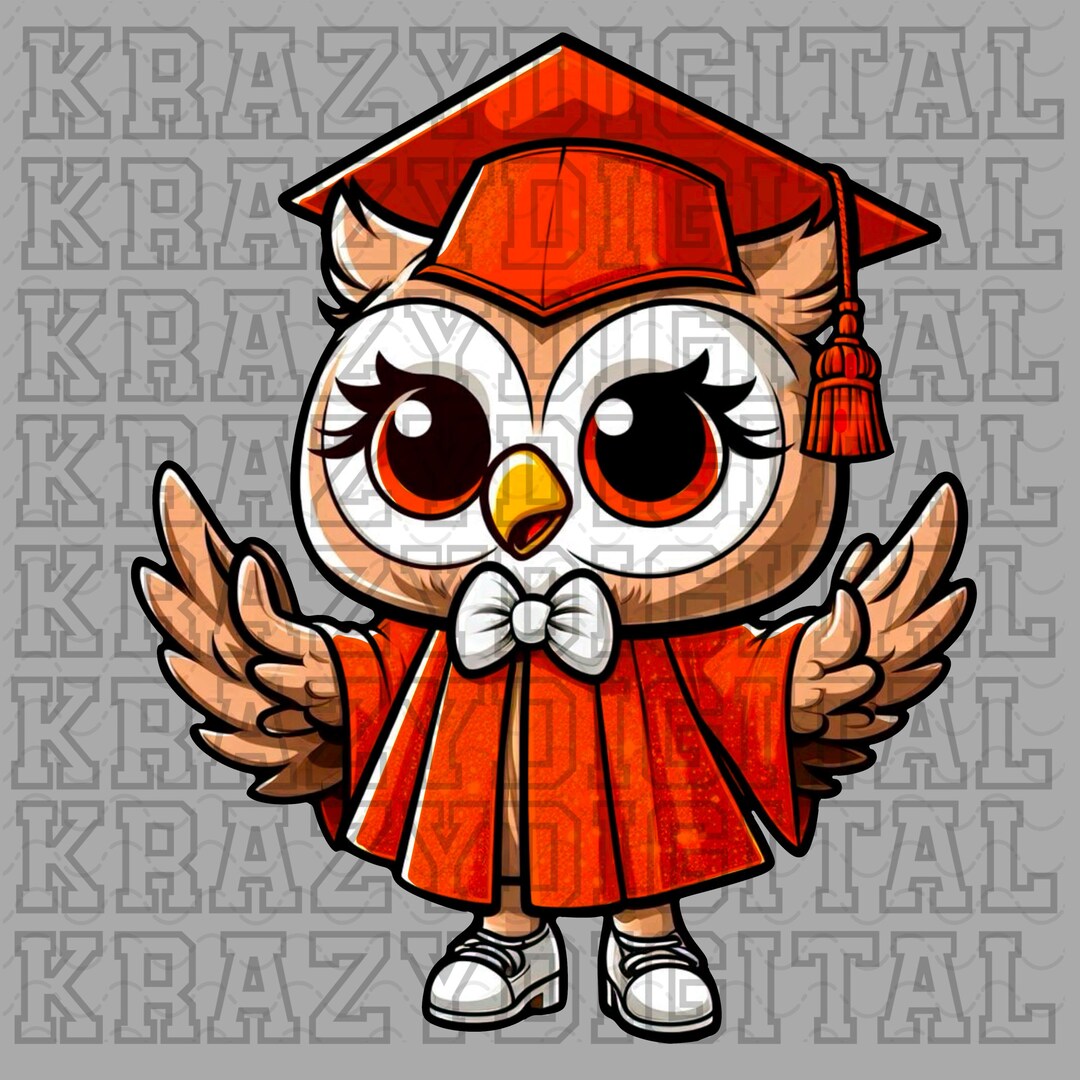 Owl Orange Graduation PNG, Owl Senior Mascot, Owl Graduation PNG, Owl ...
