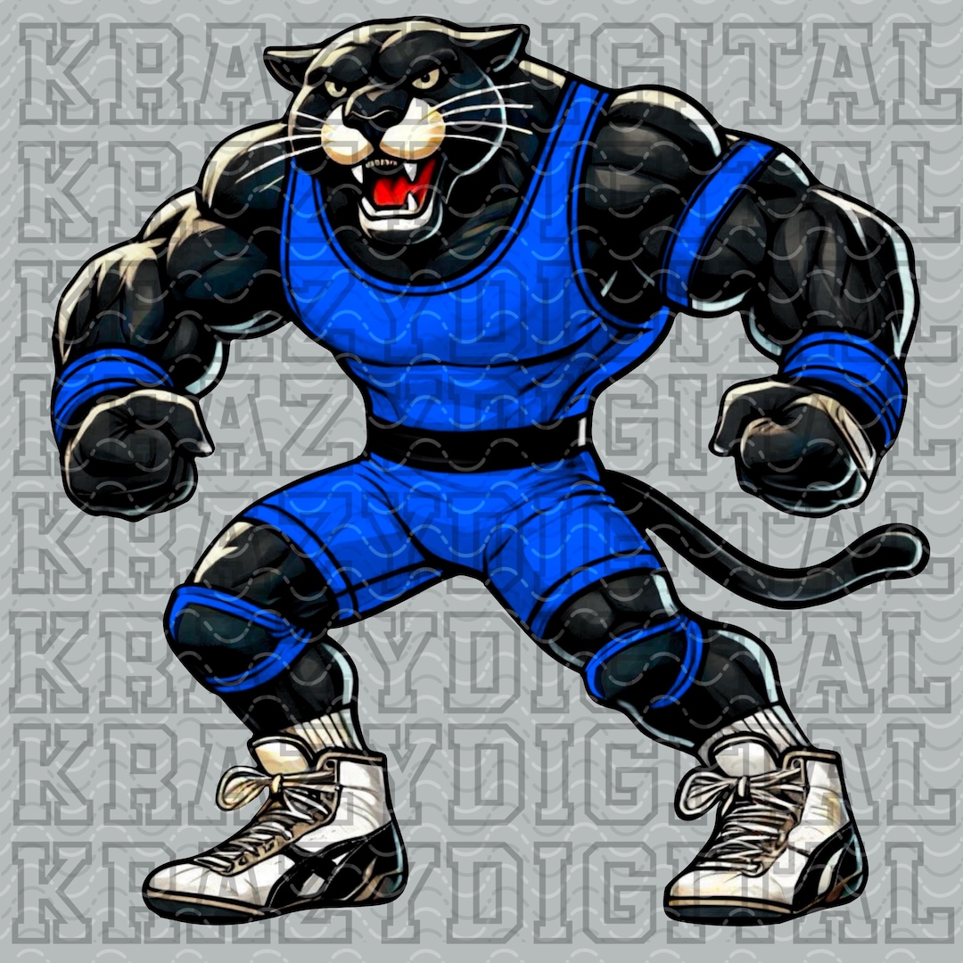 Panther Blue Wrestling PNG, Blue Panther Wrestler Digital File, Blue ...