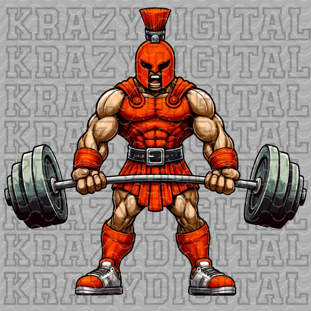 Orange Trojan Powerlifting PNG, Gladiator Orange Sports Design, Boy ...