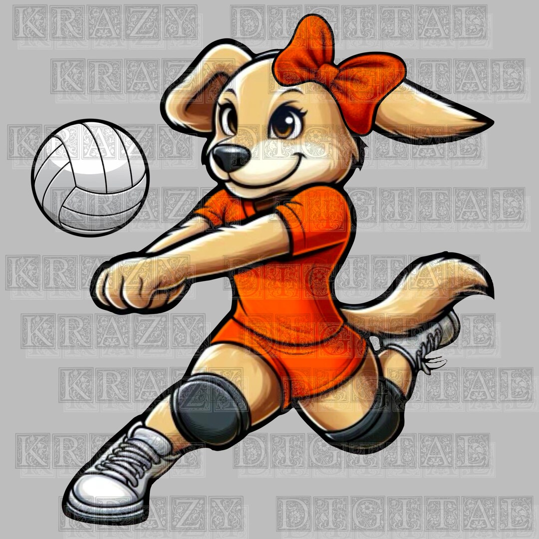 Lab Orange Volleyball Mascot PNG, Labrador Volleyball Girl Mascot ...