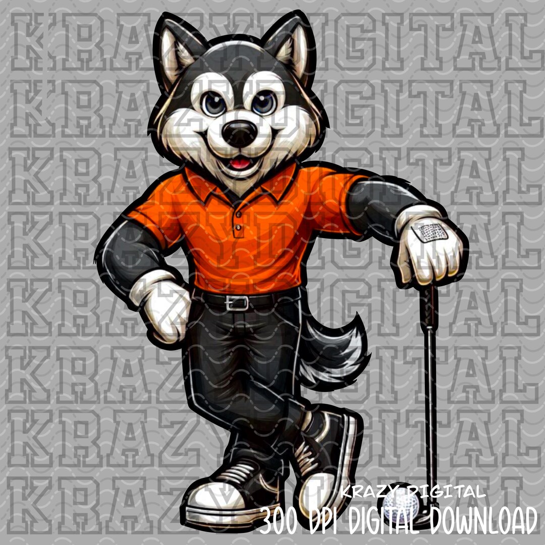 Husky Golf Mascot PNG, Husky Orange Boy Design, Lobo Mascot File, Golf ...