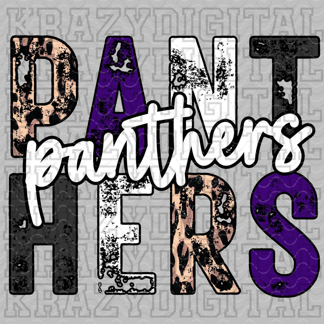 Panthers Mascot PNG Purple, Panthers Leopard Distressed Mascot PNG ...