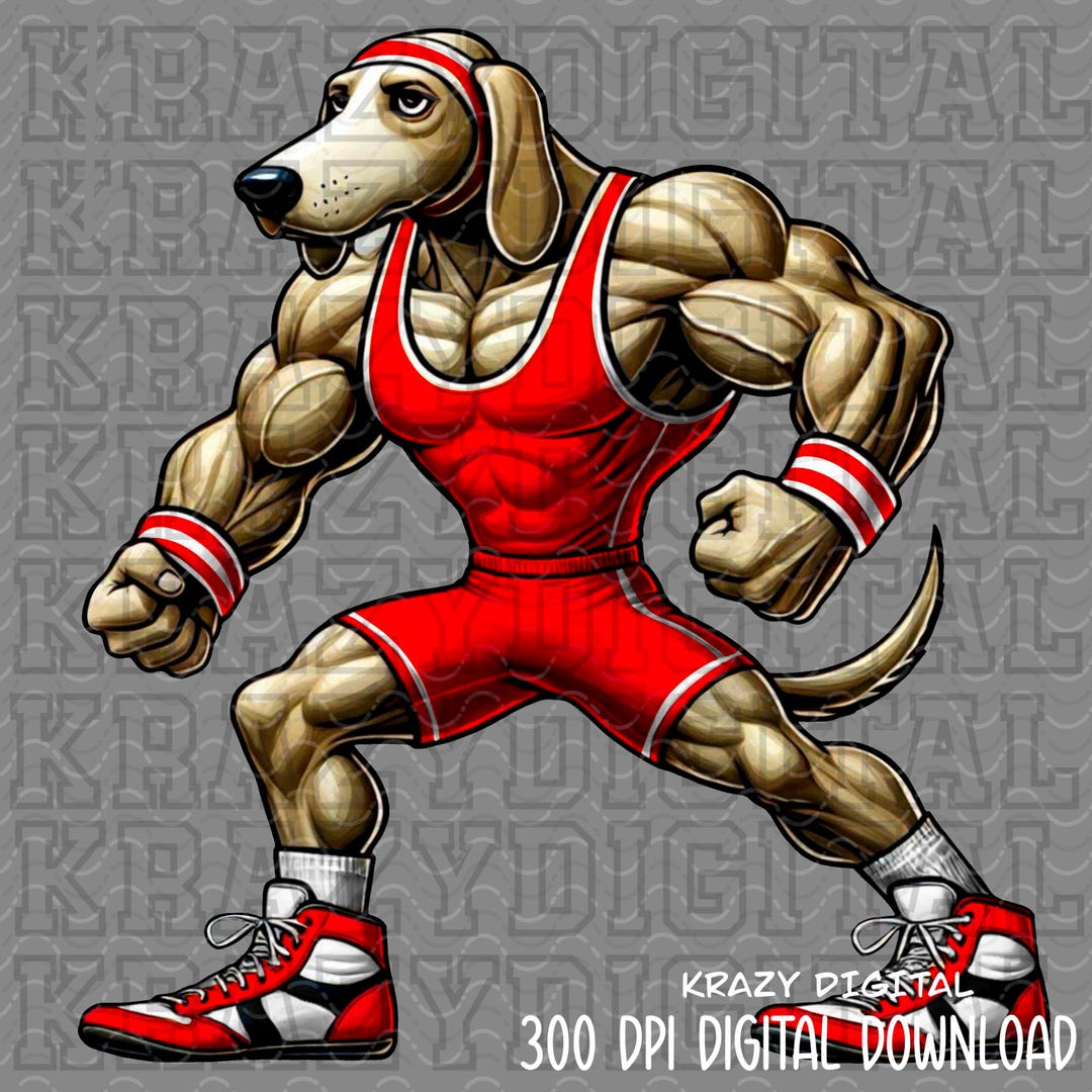 Red Greyhound Wrestling Mascot PNG, Cartoon Wrestler Greyhound Mascot ...