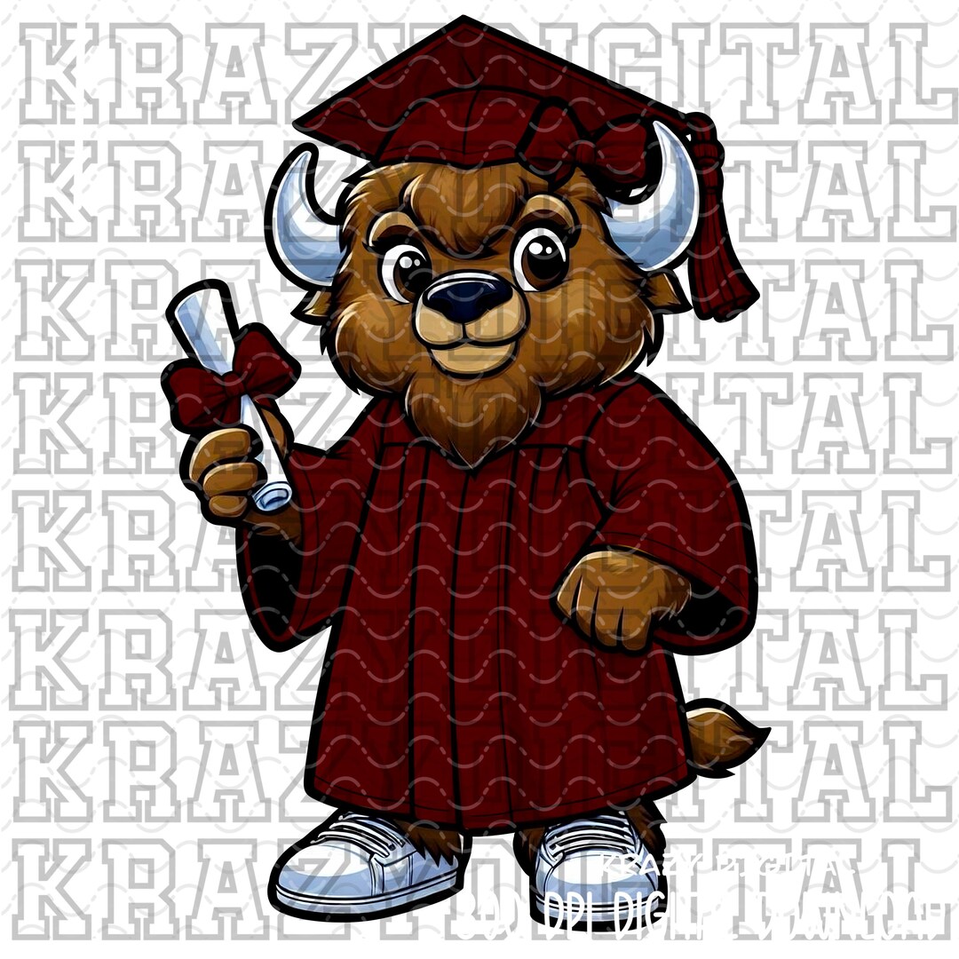 Buffalo Graduation Girl PNG, Maroon Bison Senior 2026, Kindergarten ...