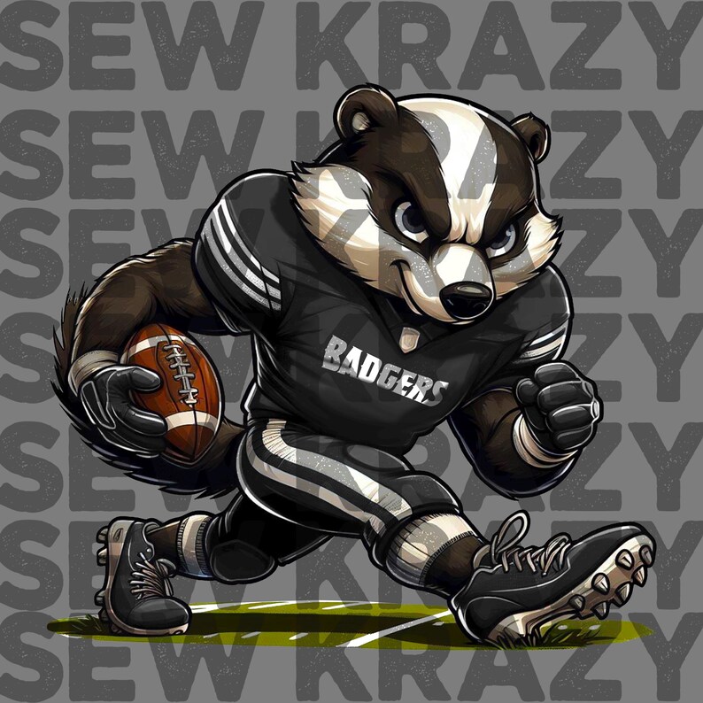 Badgers Black Mascot Football PNG, Badgers Digital File, Playoff Shirt ...