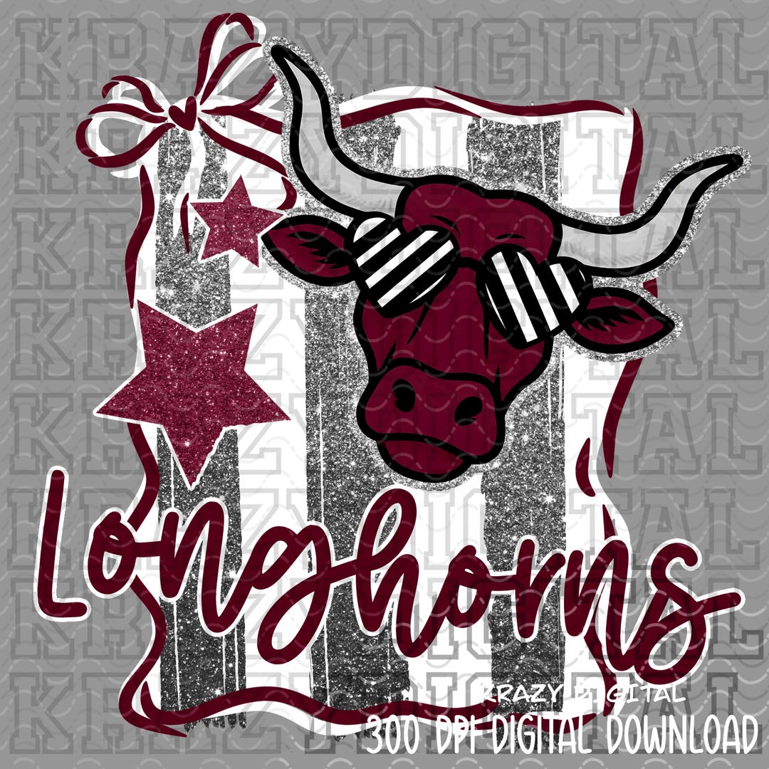 Longhorn Maroon Spirit Design PNG, Glitter Girly Sister Spirit Digital ...