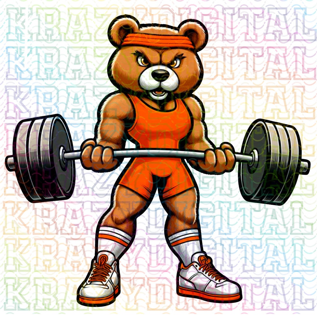 Orange Bears Powerlifting PNG, Bears Mascot Digital Design, Orange Girl ...