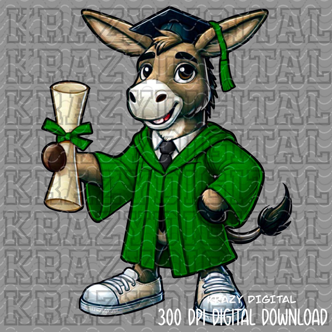 Green Donkey Graduation PNG, Burro Senior Design, Green Donkey Senior ...