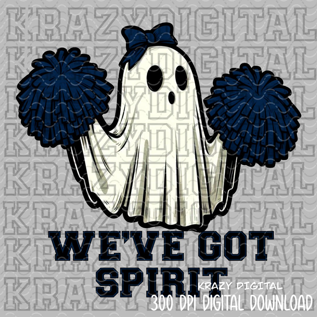 Red Navy We’ve Got Spirit PNG Cheerleader Sublimation, Girl Ghost Red ...