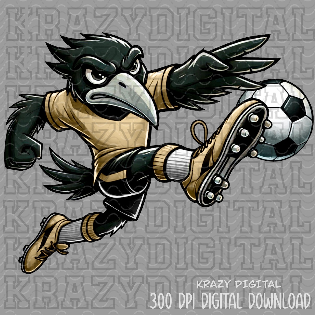 Gold Raven Soccer Mascot PNG, Raven Mascot Digital File, Vegas Gold ...