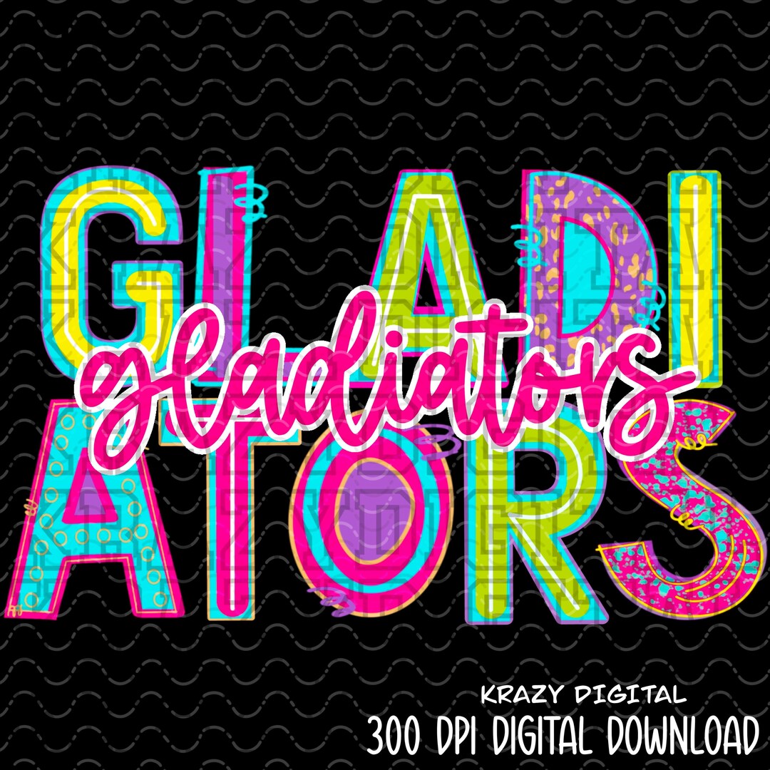 Neon Gladiator Sketch Font PNG, Sister Spirit Digital File, Sports Mom ...