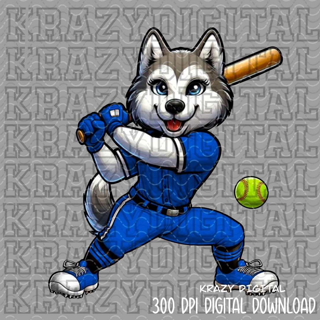 Husky Blue Softball Mascot PNG, Husky Mascot Girl Design, Husky Mascot ...