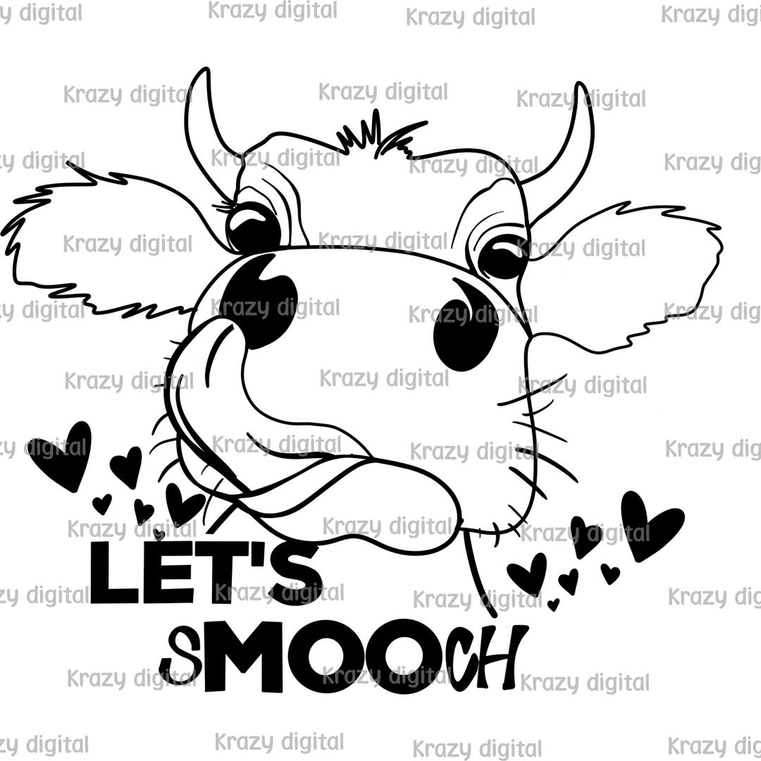 Let’s Smooch Cow Valentines PNG, Funny Valentines Design, Cow Kisses ...