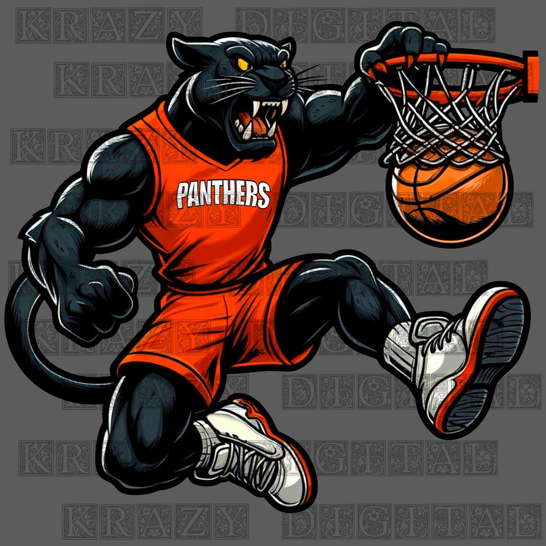Panther Orange Mascot Basketball PNG, Panther Boy Digital Design ...