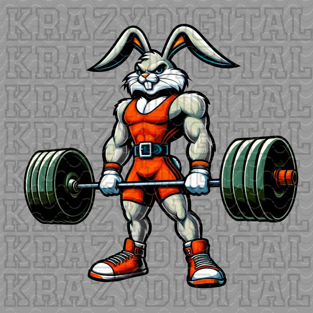 Jackrabbit Orange Powerlifting PNG, Dunking Rabbit Fun Design, Strong ...
