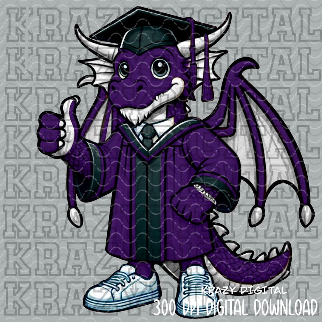 Dragon Purple Mascot Graduation PNG, Gamer Senior Mascot, Dragon ...