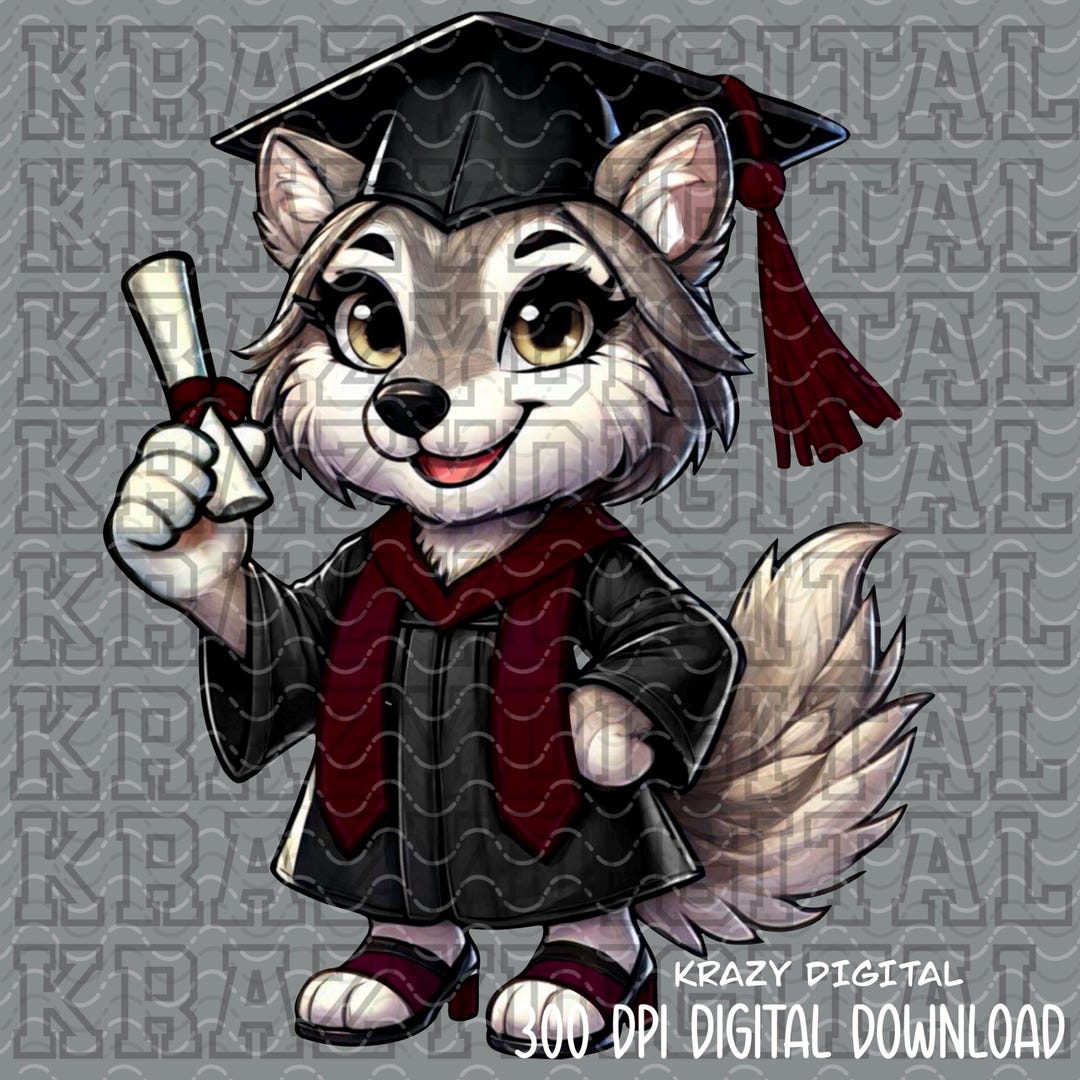 Wolf Maroon Mascot Graduation PNG, Husky Senior Mascot, Lobo Graduation ...