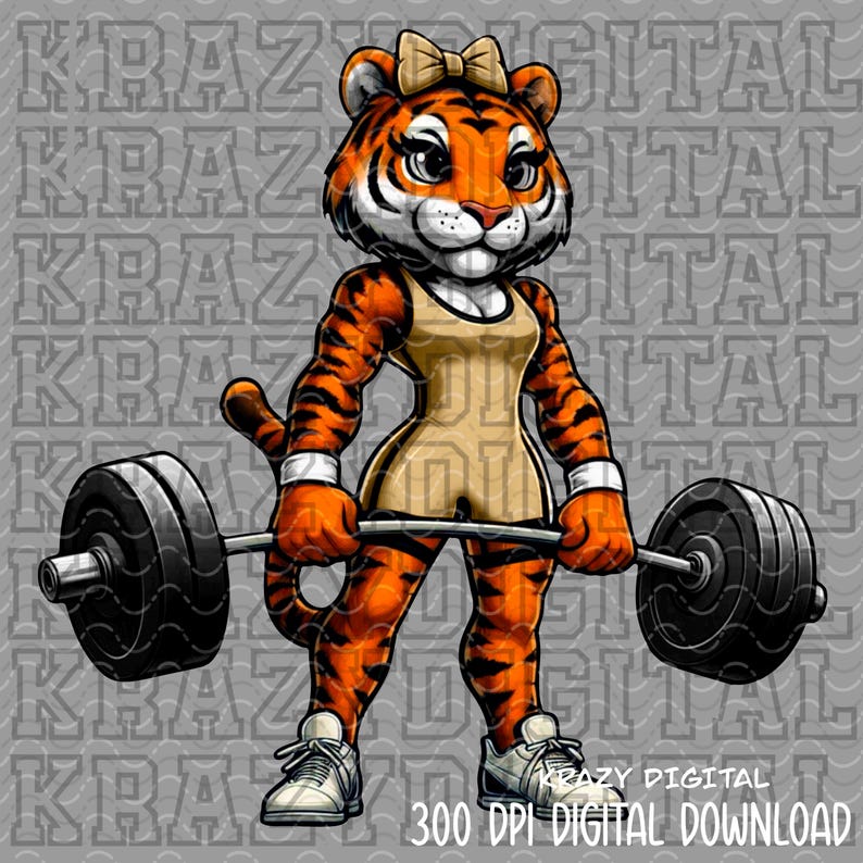 Lady Tiger Gold Powerlifting PNG, Tiger Weight Training PNG, Tiger Girl ...