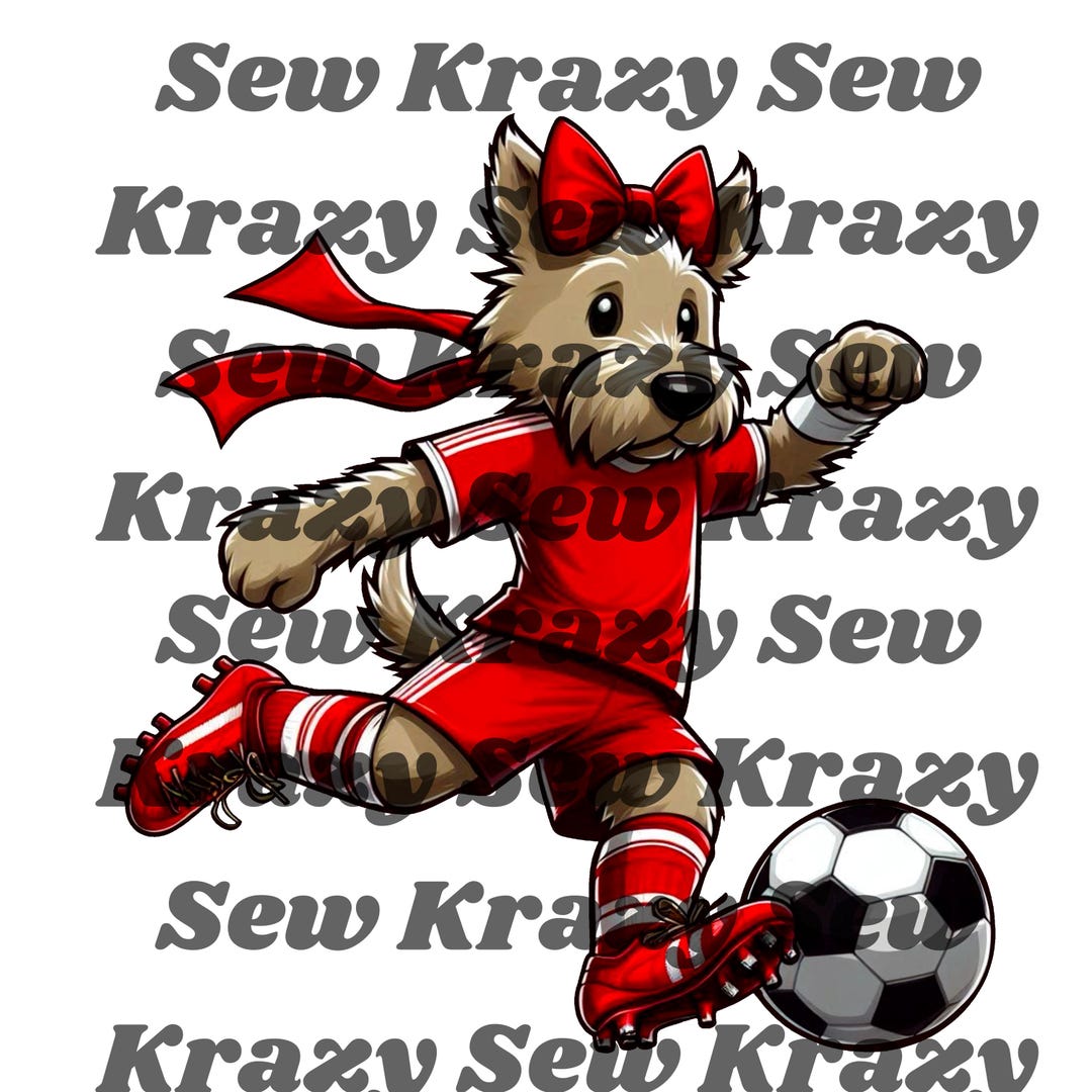 Scottie Soccer Mascot PNG, Girly Scottie Soccer Mascot With Bow PNG ...