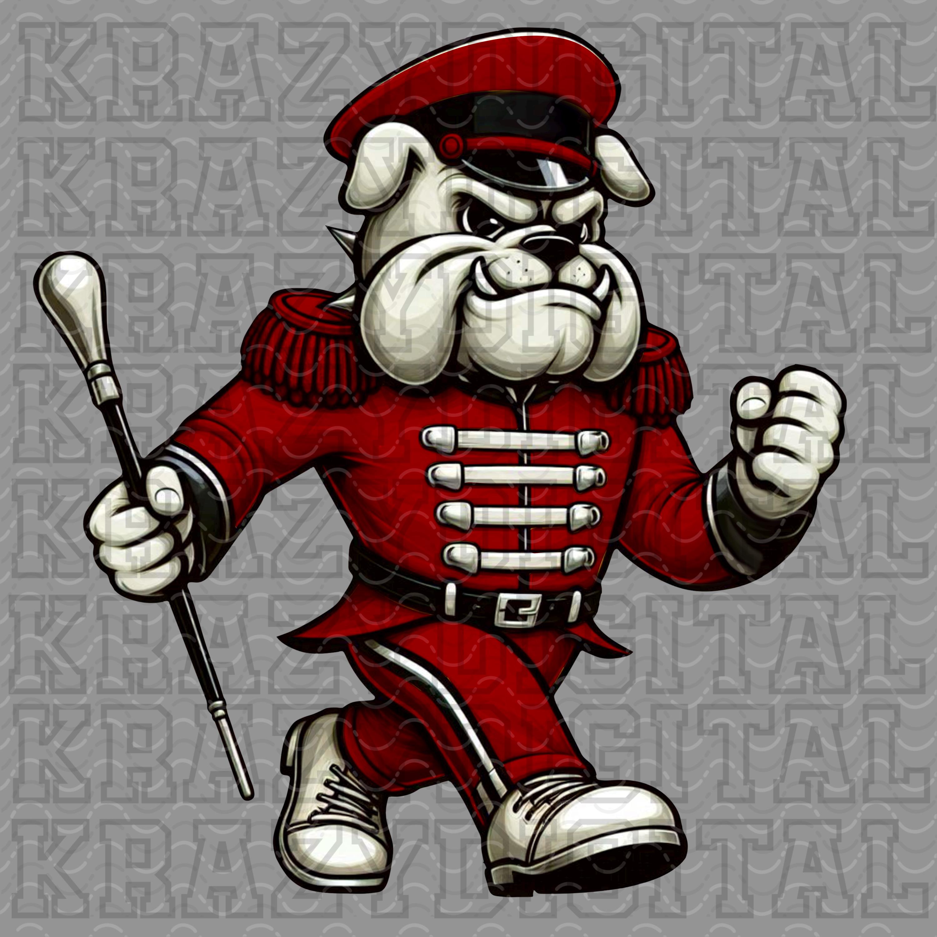 Bulldog Mascot Maroon Band PNG, Bulldog Mascot Drum Major Artwork ...