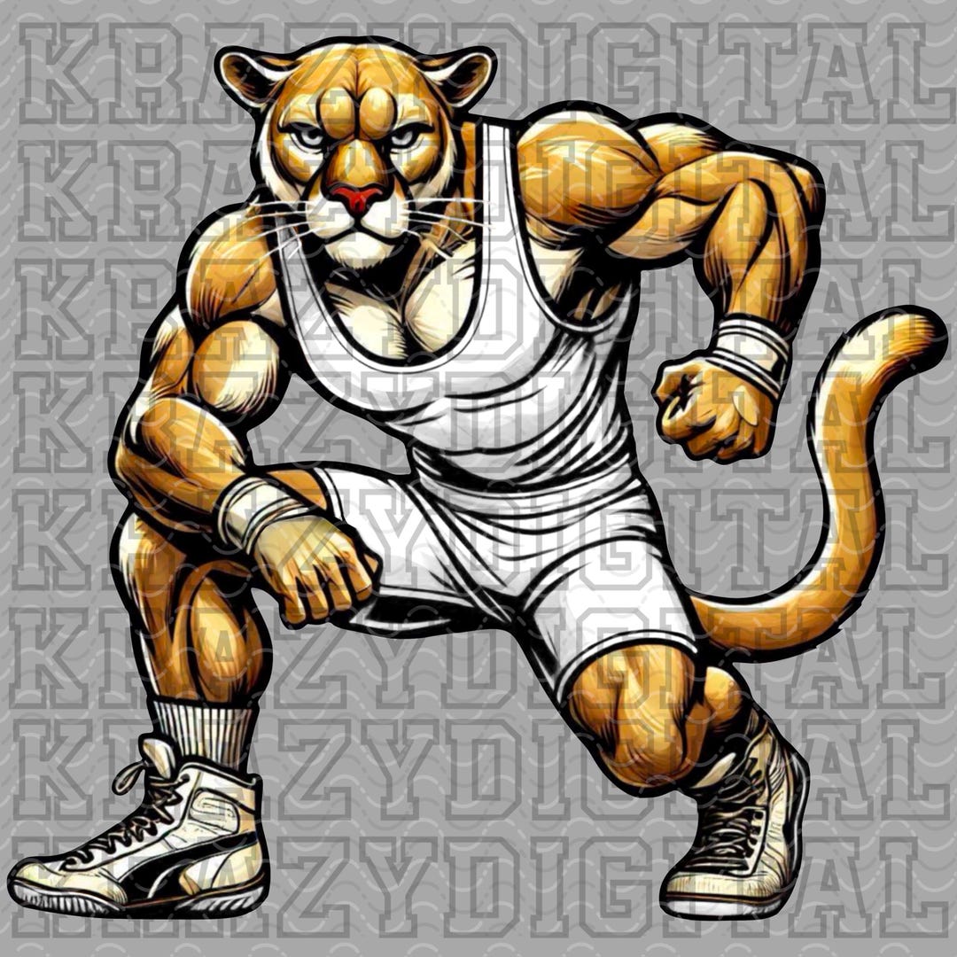 White Bobcat Wrestling PNG, Cougar Boy Sports Mascot, Wrestling Strong ...