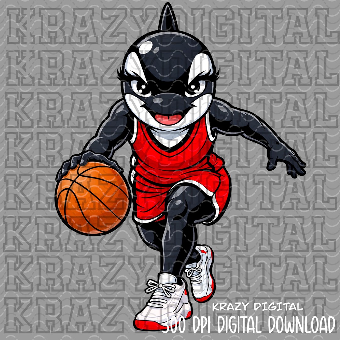 Lady Orca Basketball PNG, Red Girl Whale Mascot Design, Aquarium Cool ...