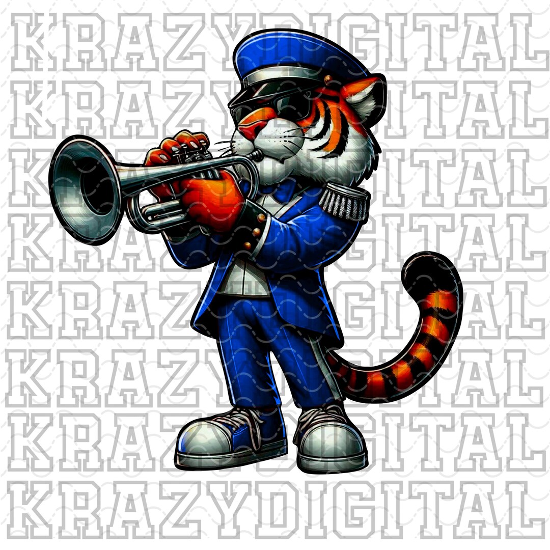 Tiger Band Blue Mascot PNG, Tiger Blue Mascot Digital, Tiger Band ...