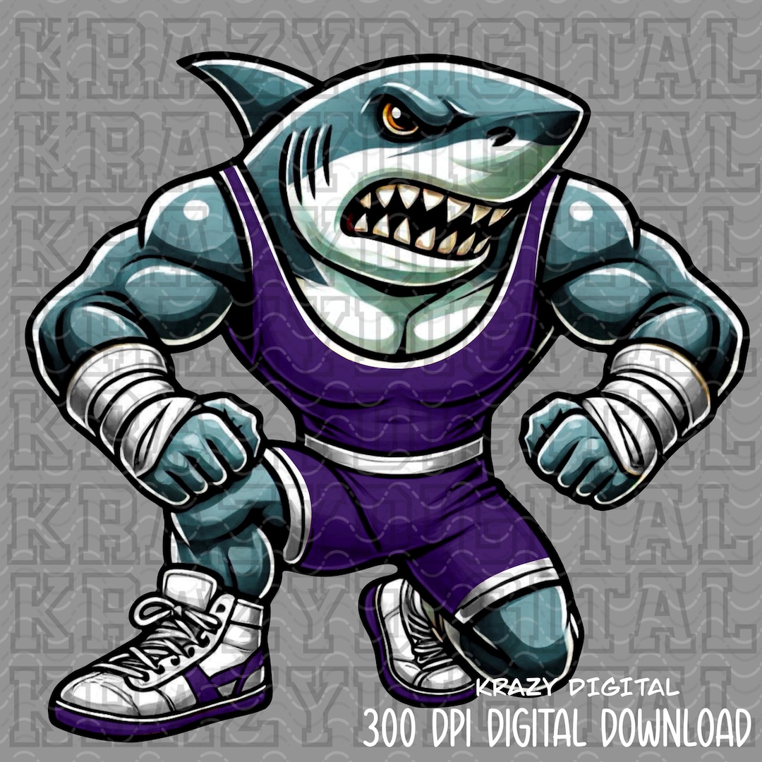 Sharks Purple Wrestling PNG, Boys Shark Mascot Design, Aquarium Field ...