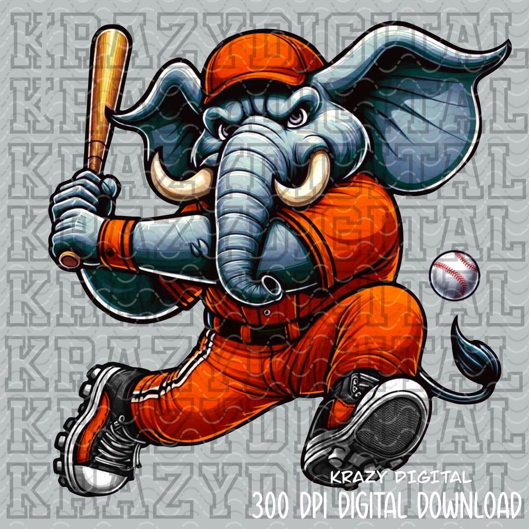 Orange Elephant Baseball PNG, Dunking School Mascot, Orange School ...