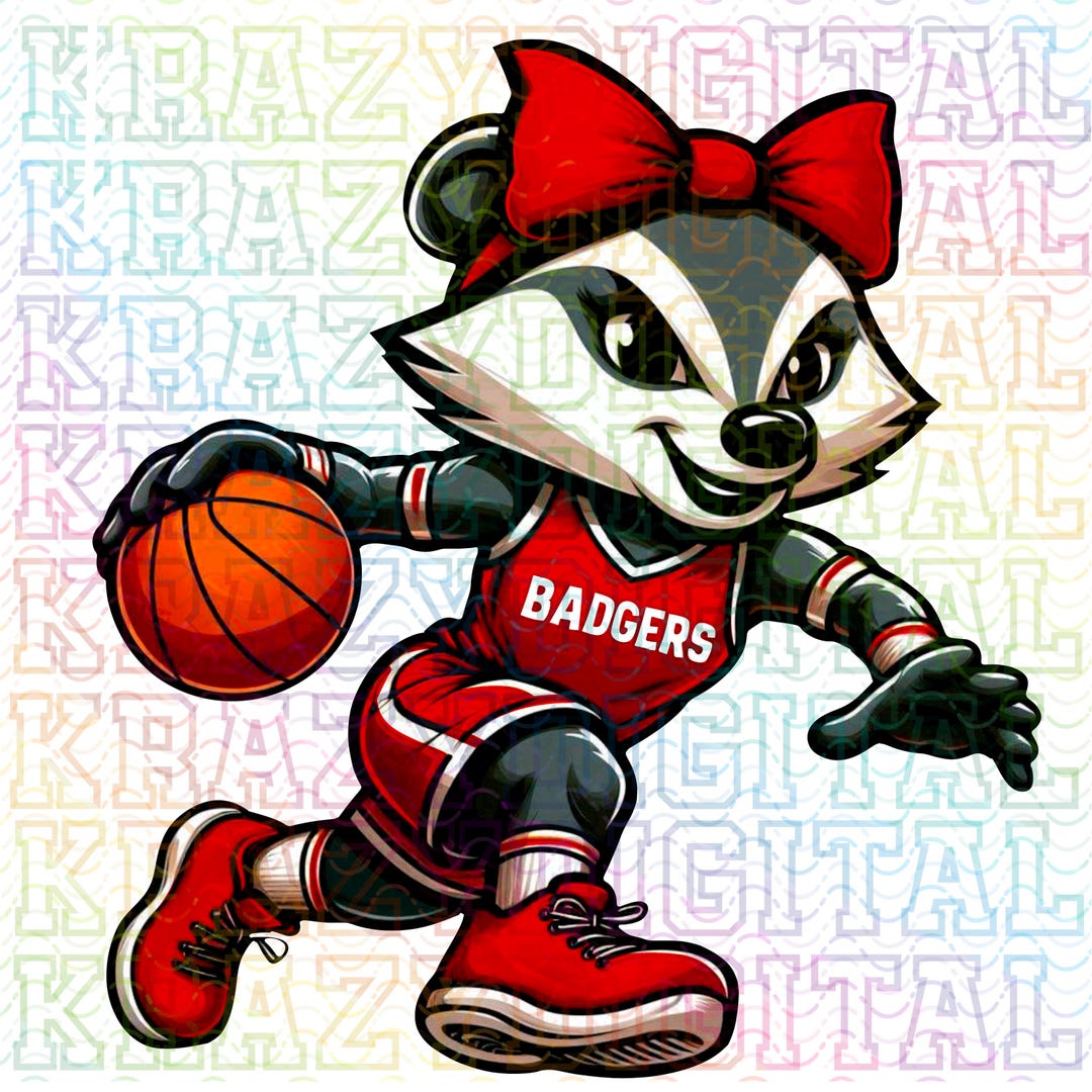 Lady Badgers Basketball Mascot PNG, Red Badgers Digital File, Badgers ...
