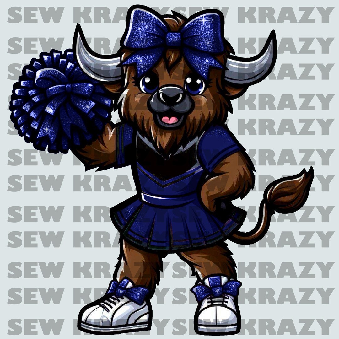 Bison Navy Cheer Mascot PNG, Bison Cheer Artwork, Bison Girly DTF ...