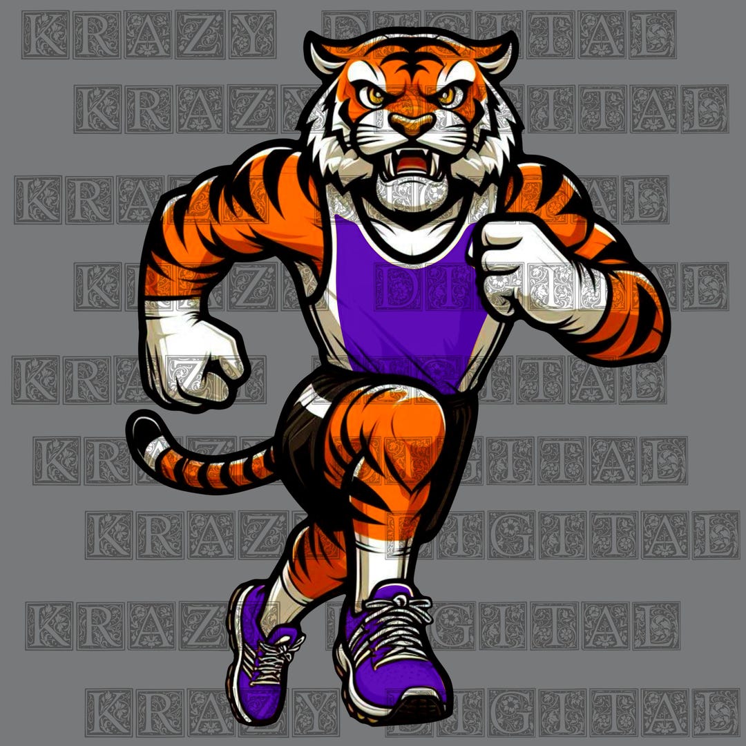 Tiger Purple Cross Country, Tiger Track Mascot PNG, Tiger Running ...