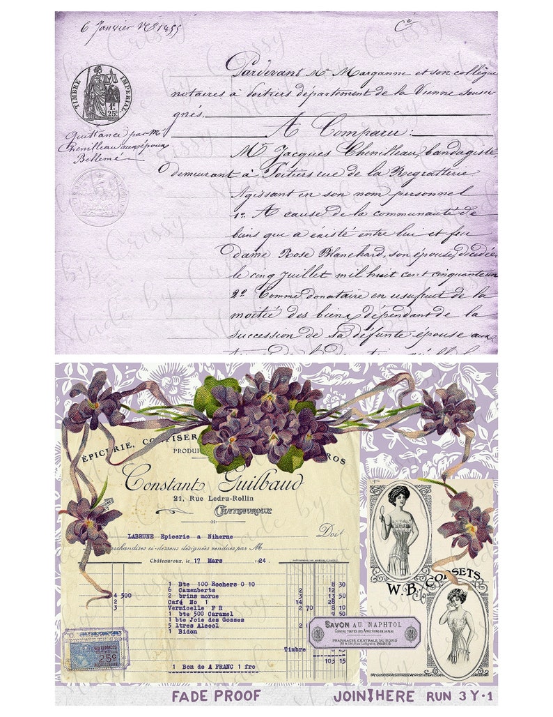 Ladies Fashion Sewing Collage Paper & Ephemera - Violets Digitals (8 1/ ...