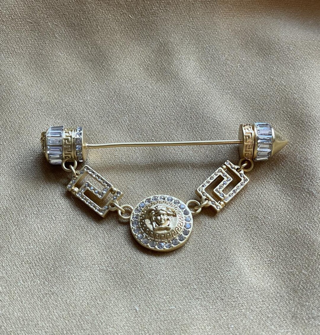Versace Vintage Brooch Gold Tone With Stones Rare Brooch Good Condition ...