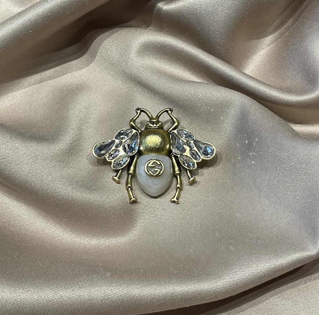 Gucci Bee Vintage Brooch Gold Tone With Stones Rare Brooch Good ...