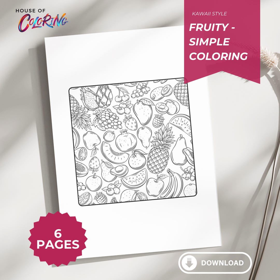Simple Fruit Coloring Pages Bundle for Kids and Adults | Printable, Fun ...