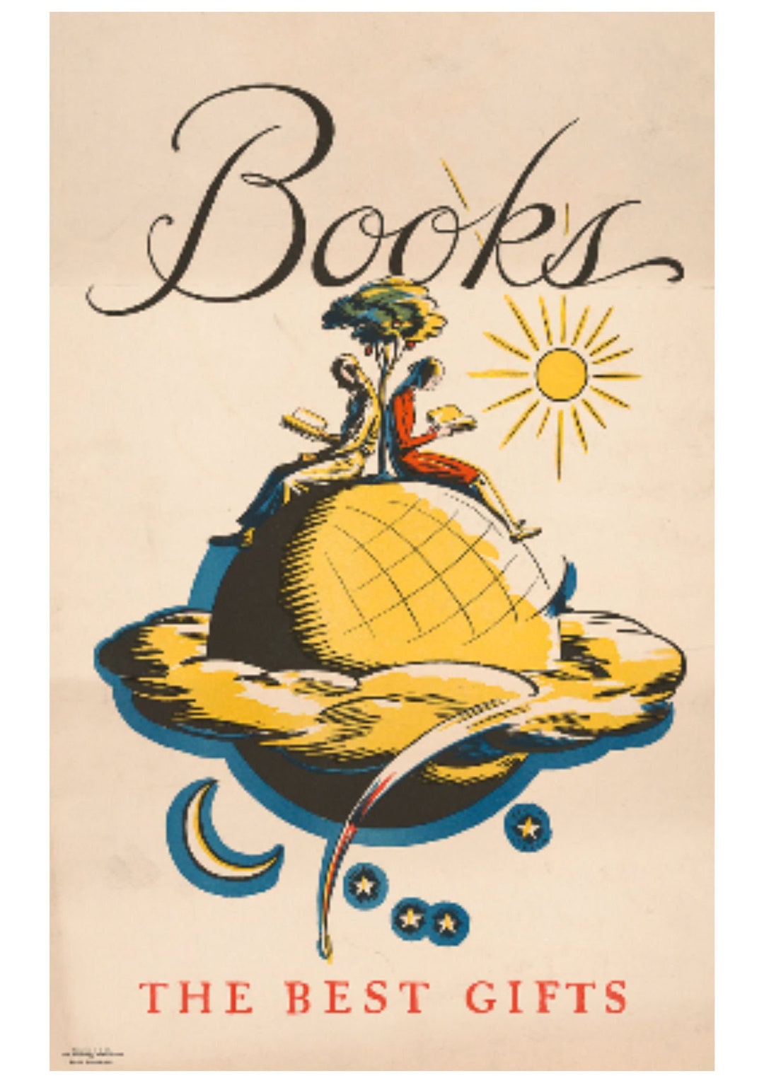 Vintage Printable 1940's Book Lover Wall Art Books the Best Gift. Gift ...