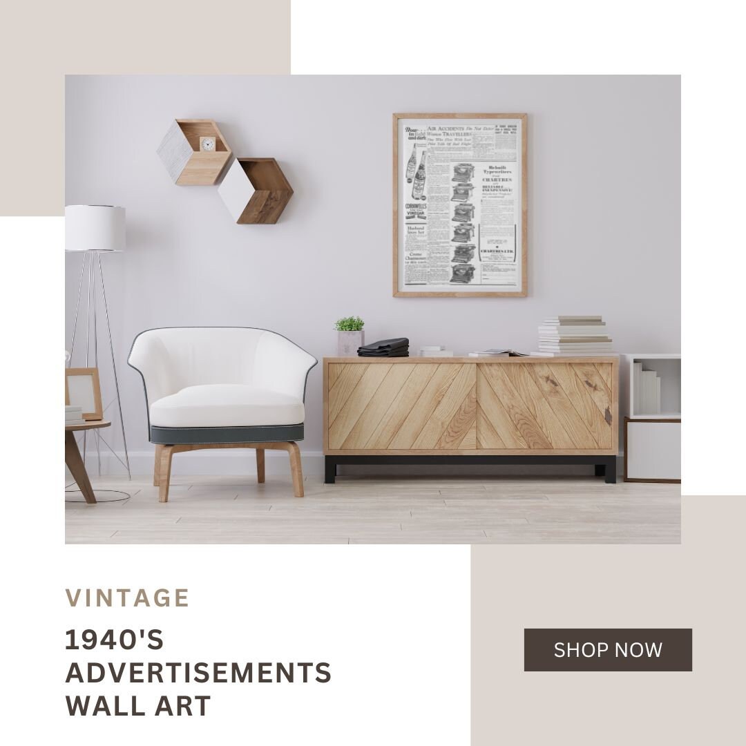 Vintage Wall Art 1940's Newspaper Advertisements - Etsy