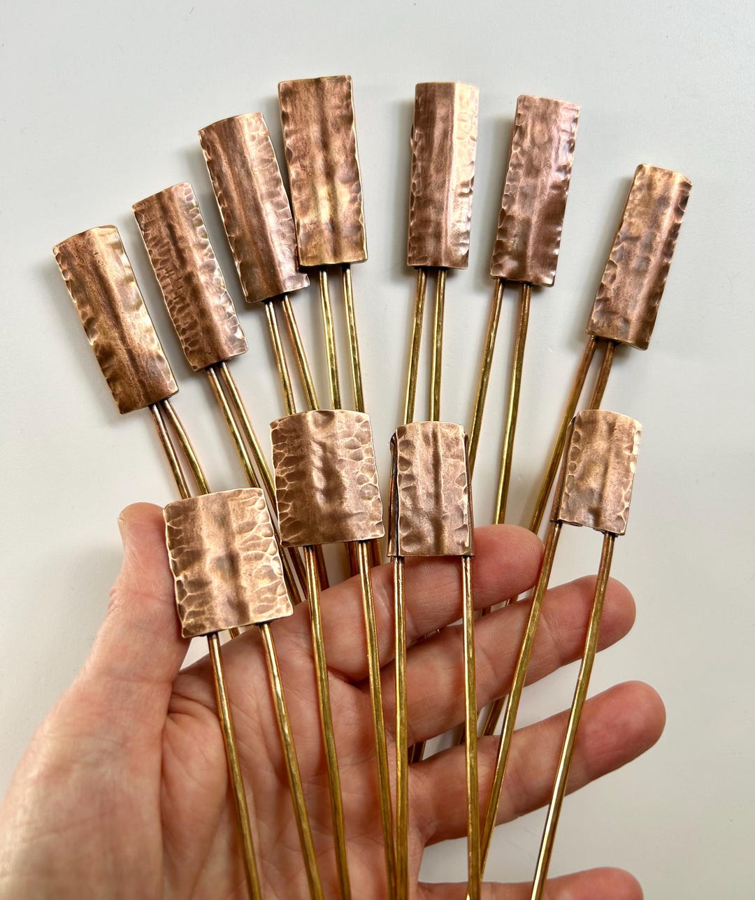 Fold-form Hammered Brass Shawl Pins/hair Pins - Etsy