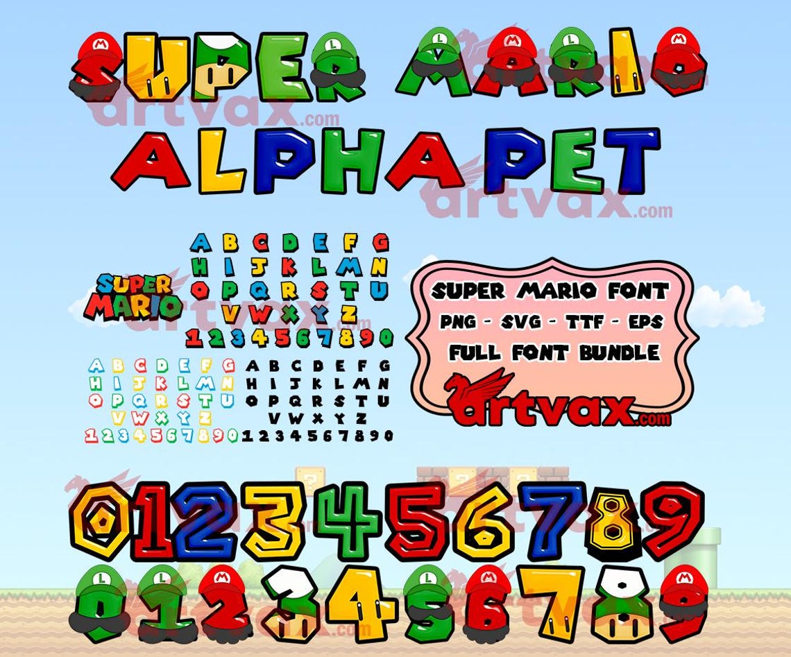 Mario Alphabet Png Svg Ttf, Super Font, Mario Font Ttf, Mario Brothers ...